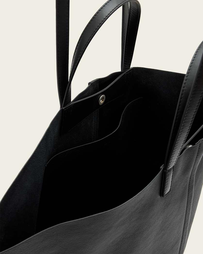 Phoenix Spacious Leather Tote Bag Black | ALLSAINTS